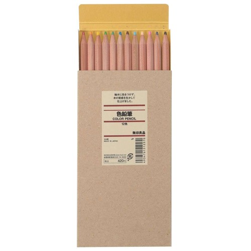 Coloring Pencil MUJI moma natural wood axis made in japan 12 color | eBay