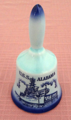 U.S.S. ALABAMA BATTLESHIP BELL 4-1/2" VINTAGE MOBILE ALA. STATE TRAVEL ...