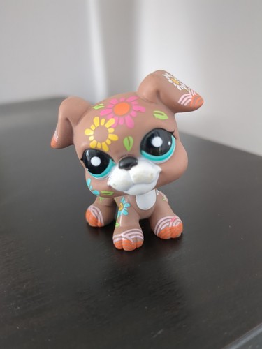 figurine PETSHOP Chien Boxer Avec Dessin Floral N°1840 LPS | eBay