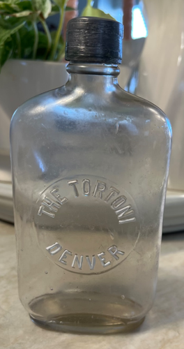 Early 1900s The Tortoni Restaurant and Saloon whiskey flask from Denver ...