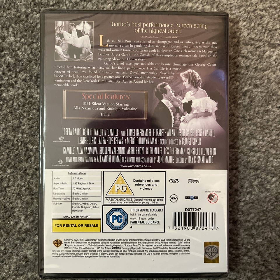 CAMILLE (DVD, 1931 & 1921) George Cukor Greta Garbo Robert Taylor ...