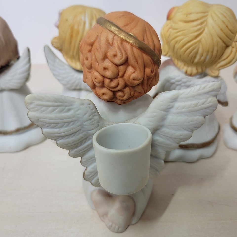 Vintage Angel Figurines, Musical Angels, Christmas Decorations Set of 5 ...