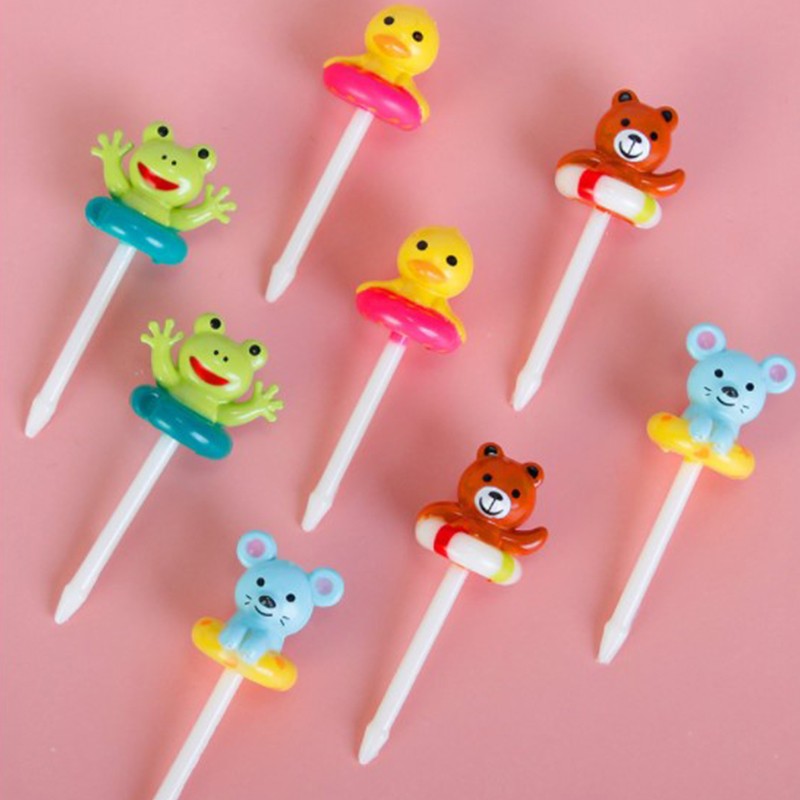 8pcs Cartoon Animal Fruit Fork Fruit Stick Lunch Stick Cake Fork Food ...