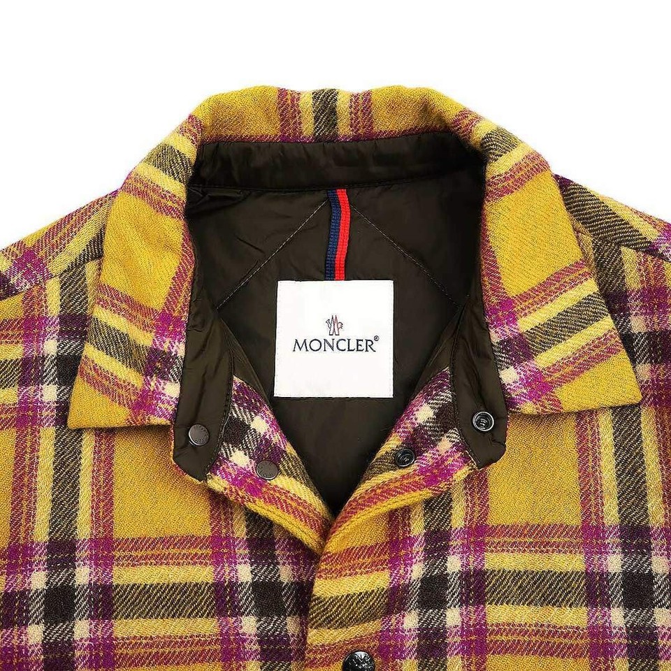 MONCLER Kurys Wool Check Down Shirt Jacket G20911A00133 595IE Yellow Used MESC-0 | eBay