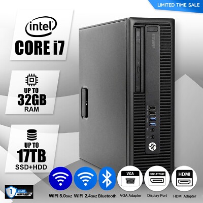 HP Desktop Computer PC i7 6TH,up to 64GB RAM 17TB SSD HDD, Windows 10/ ...
