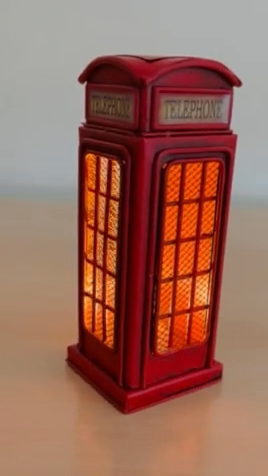 Iconic British London Red Telephone Box Booth, Metal Retro Vintage, LED ...