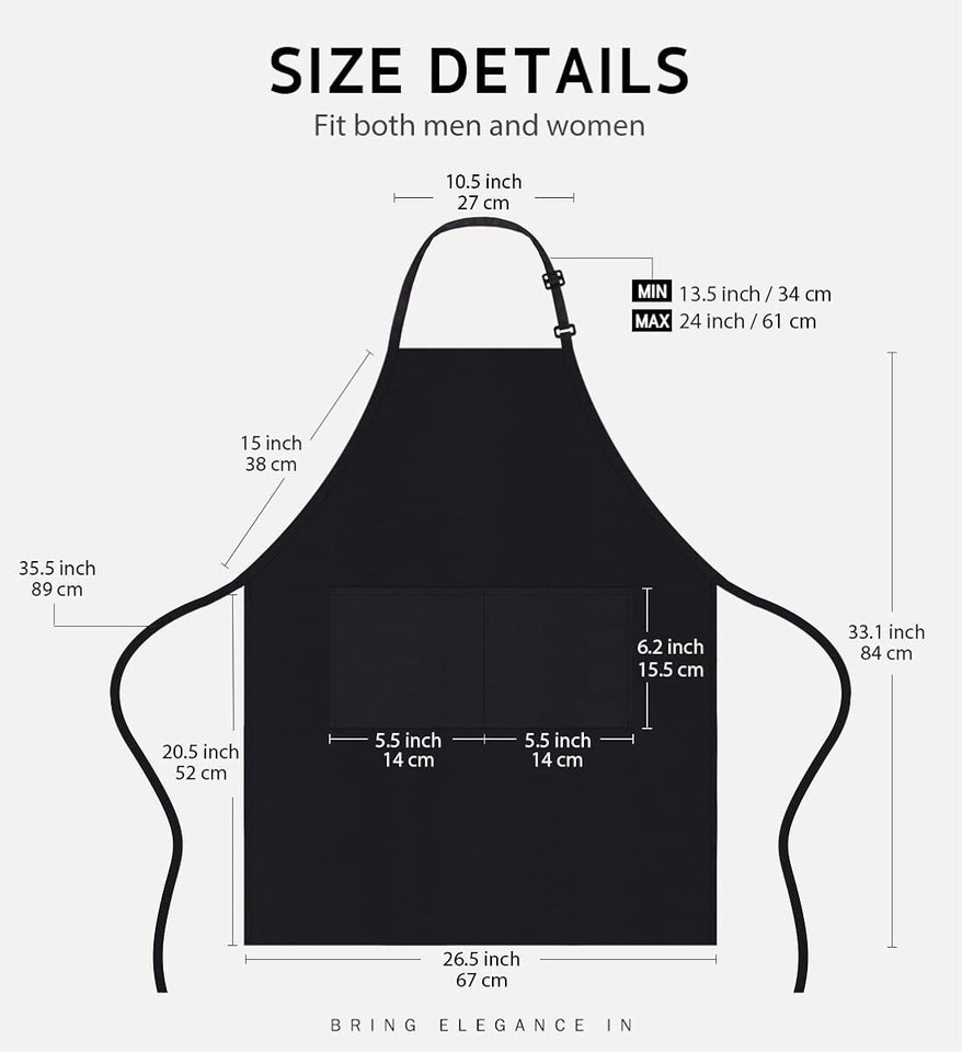 Black Aprons For Adults Commercial Chef Apron Kitchen Aprons For Men ...