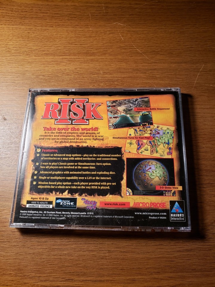 Risk II Microprose Hasbro PC game Disk and Manual 2000 VG | eBay