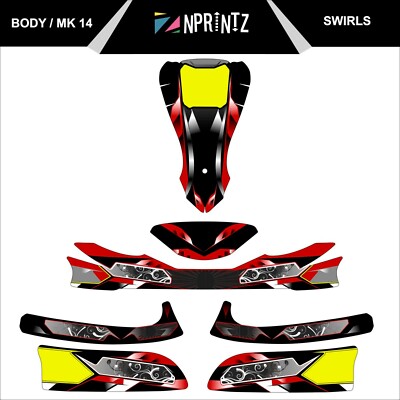 MK 14 SWIRLS FULL KART STICKER KIT - KARTING - OTK - EVK-CADET-ROOKIE ...