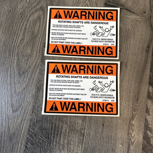 WARNING rotating shafts are dangerous decal. New. 5 x 7 inches. 2 pk ...