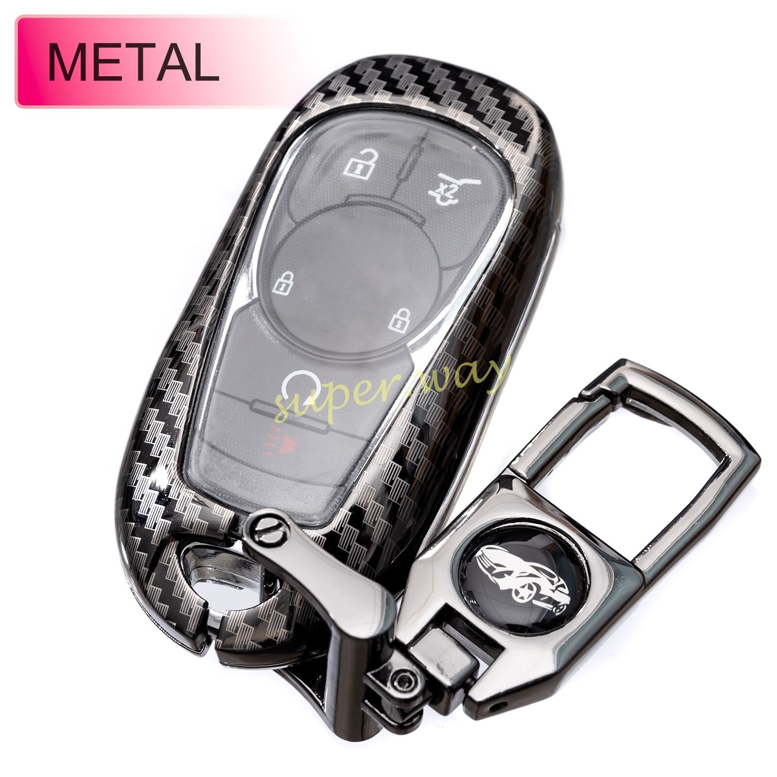 For Buick Enclave Encore GX Envision Carbon Fiber Metal Car Key Chain ...