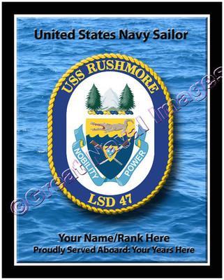 USS Rushmore LSD 47 Personalized Ship Crest Print on Canvas 2D Effect ...