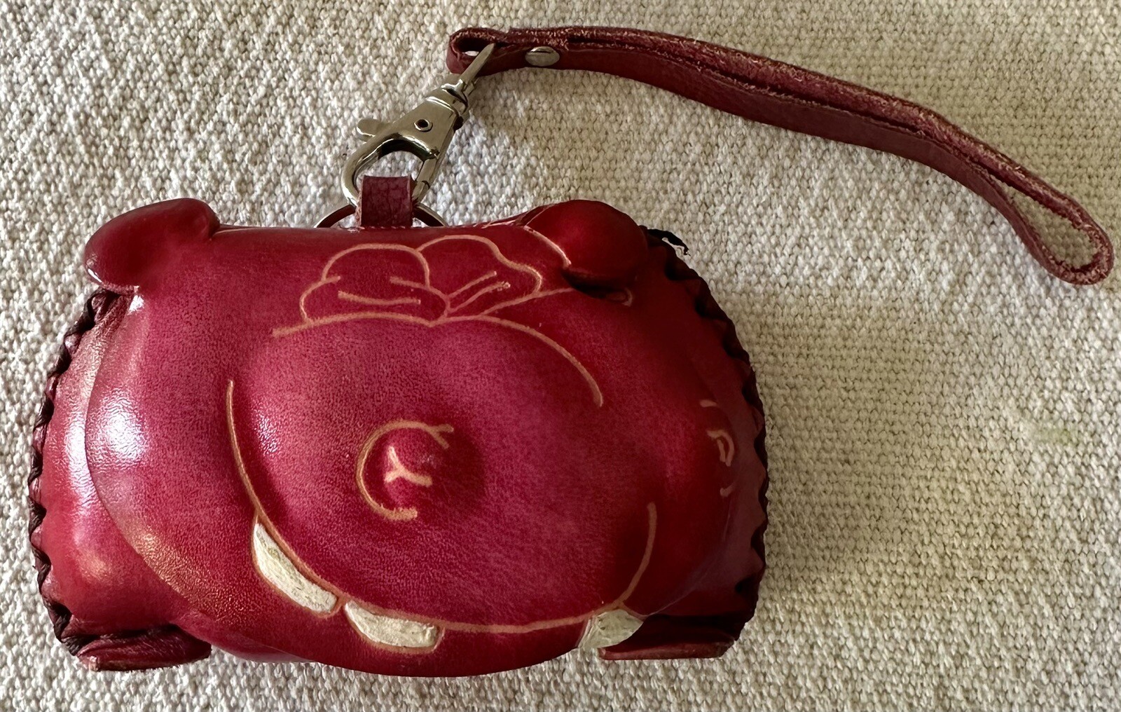 Genuine Heavy Hippo Bungendore Red Leather Key Chain … - Gem