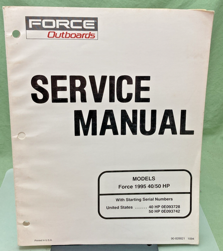 NEW GENUINE FORCE OUTBOARDS 90-828821 40/50 HP SERVICE MANUAL 1995 | eBay