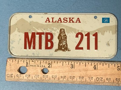 Vintage 1976 Alaska AK Bicycle Mini State Metal License Plate Tag W ...