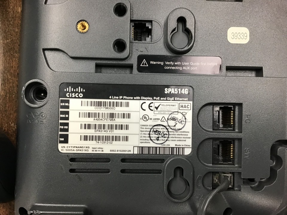 Cisco SPA514G VoIP SIP PoE 4 Lines Desktop Office Phone (no backplate ...