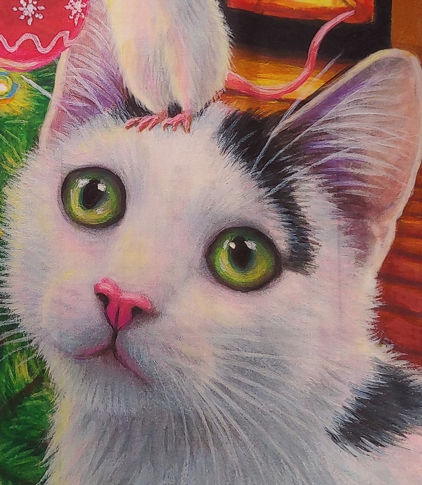 Christmas Fabric Panel Cat Mouse Bridget Voth All Cotton Approx 1 YARD ...