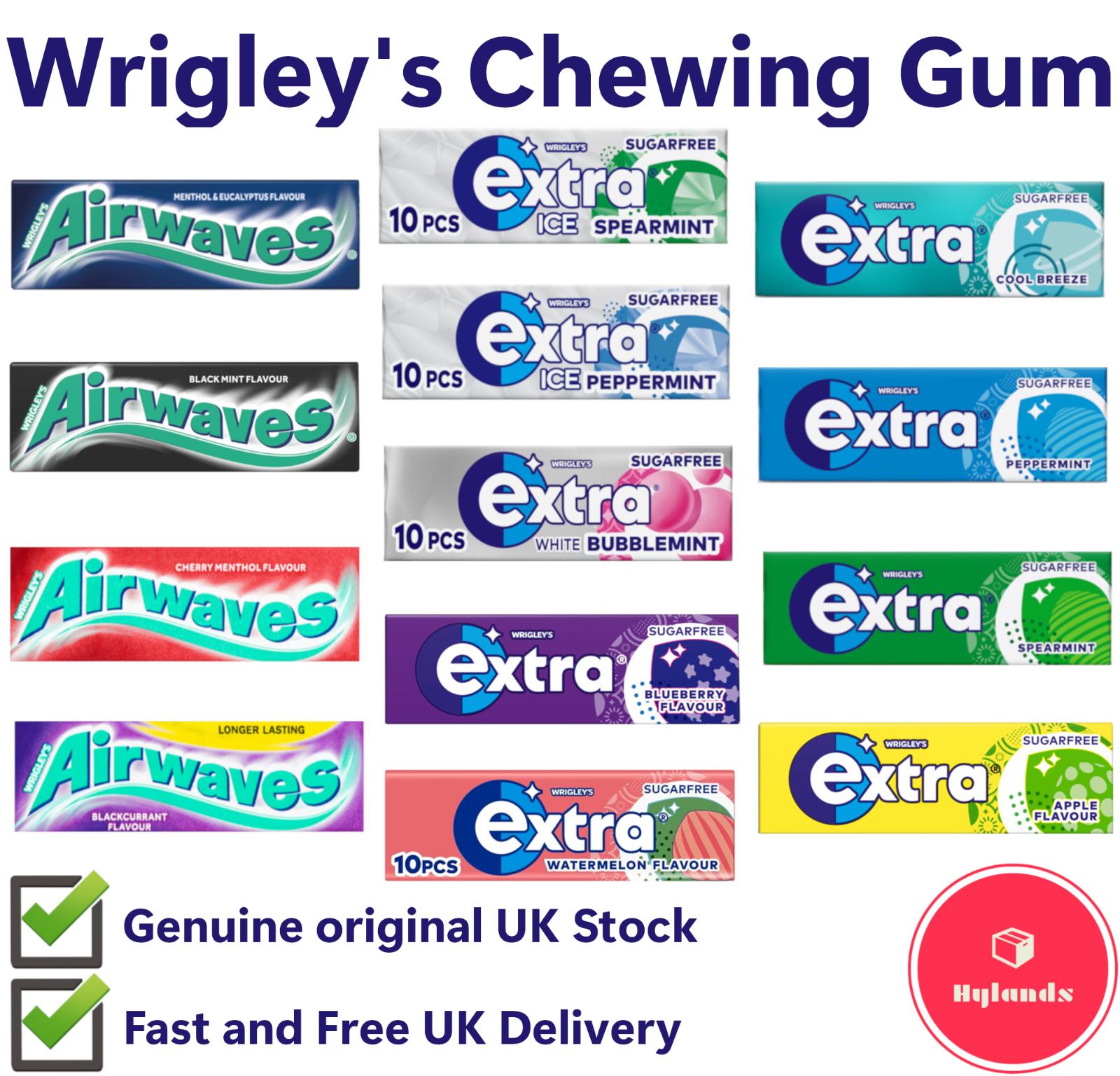 Original WRIGLEY`S AIRWAVES & EXTRA Chewing Gum Packs of 5 10 15 20 30 Full Box | eBay UK