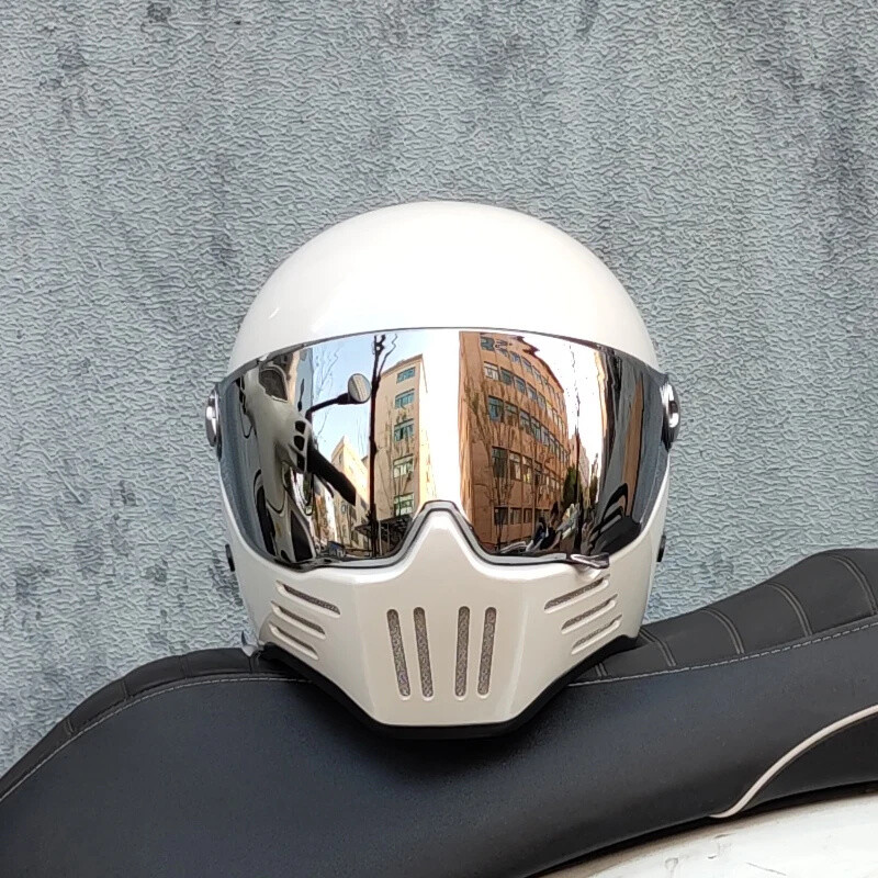 Retro Motorcycle Helmet Light Cruiser Full Face Motorbike Helmet DOT ...
