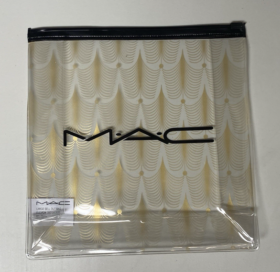 MAC COSMETICS Clear & White Ziplock Makeup Bags(2) Both 8"x8"x2 ...