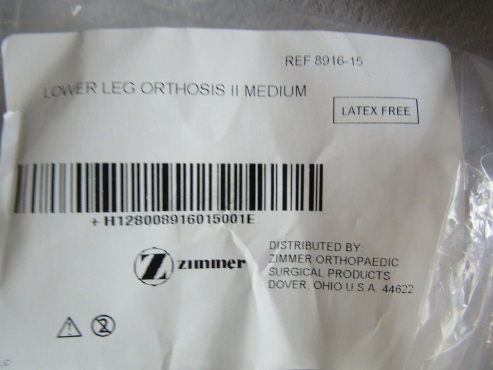 Zimmer Adjustable Orthosis MEDIUM Support Lower Leg Limb Brace ...