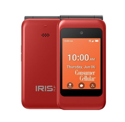 Iris Easy Flip 2.8" 8GB Storage Red Consumer Cellular Prepaid Cellphone ...