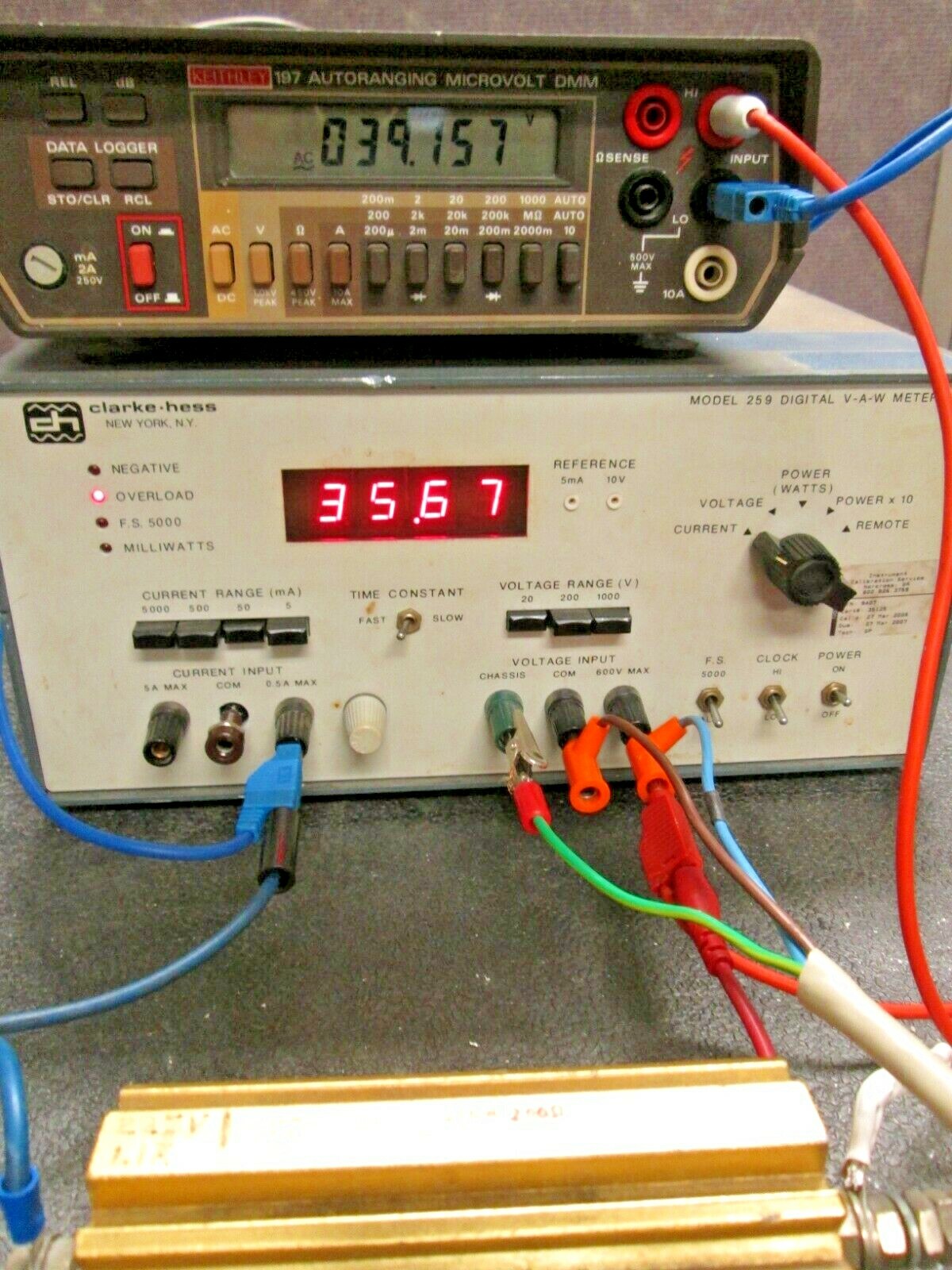 Digital V-A-W Meter 1000V 5A TESTED! 5mA sensitivity Clarke Hess 259 ...