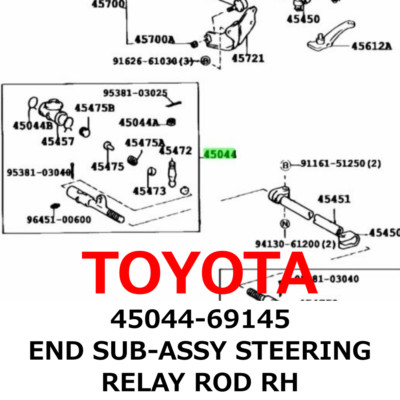 【NEW】Toyota Genuine Land Cruiser END SUB-ASSY STEERING RELAY ROD RH ...