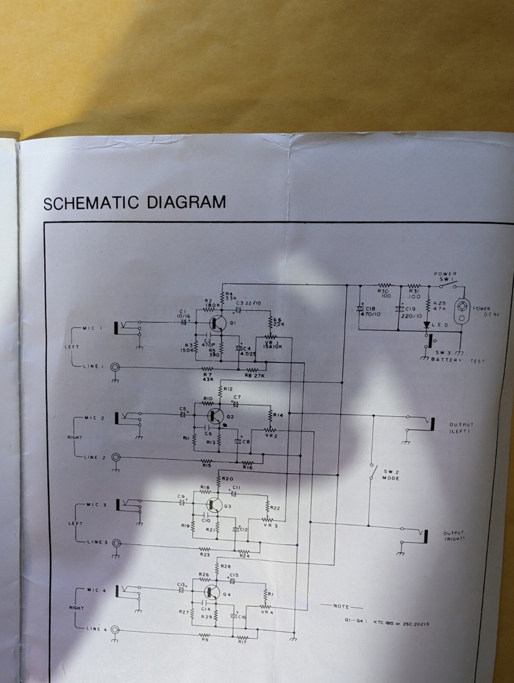 4-Channel Stereo Mic Mixer Owner’s Manual w/schematic - Realistic # 32 ...