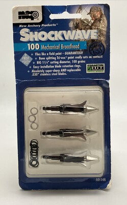 NAP Shockwave 100 Mechanical Broadhead 100 Grain Archery 60-265 Bow ...