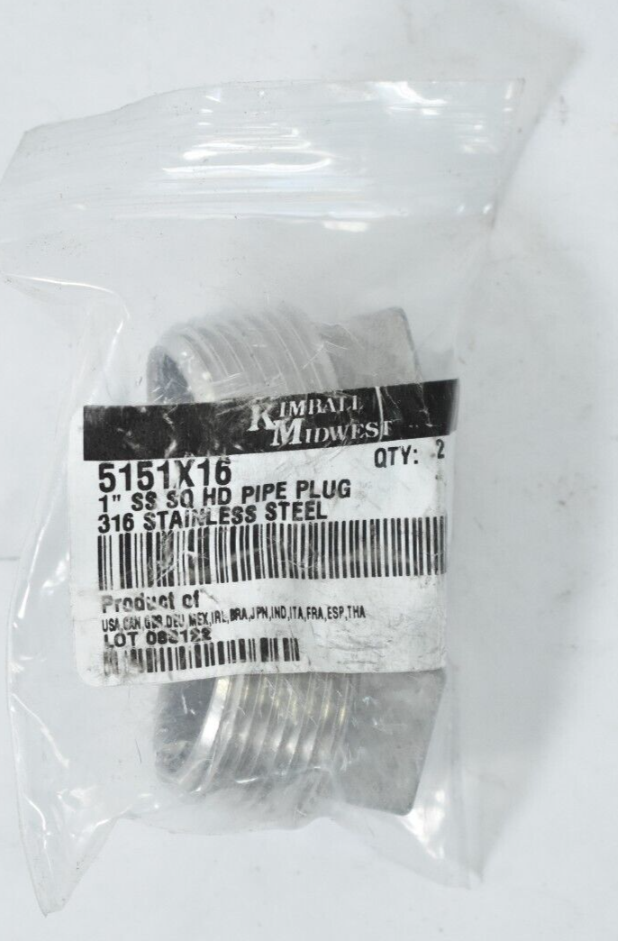 Kimball Midwest Stainless Steel Square Head Pipe Plugs 1" 2 Pack ...