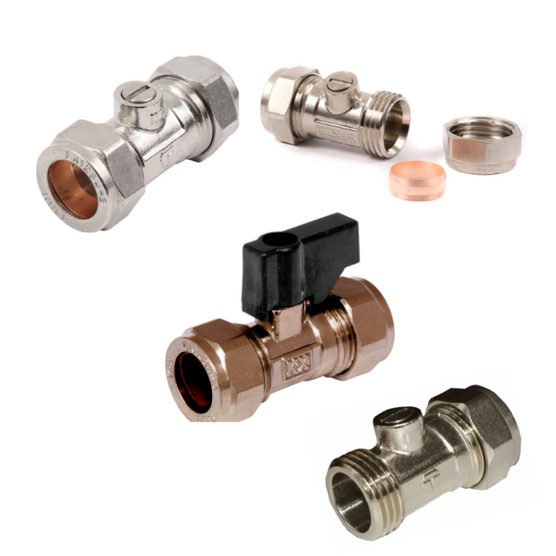 Compression Isolator Stop Valve Gas Lever Isolation Tap Shut Off 8mm ...