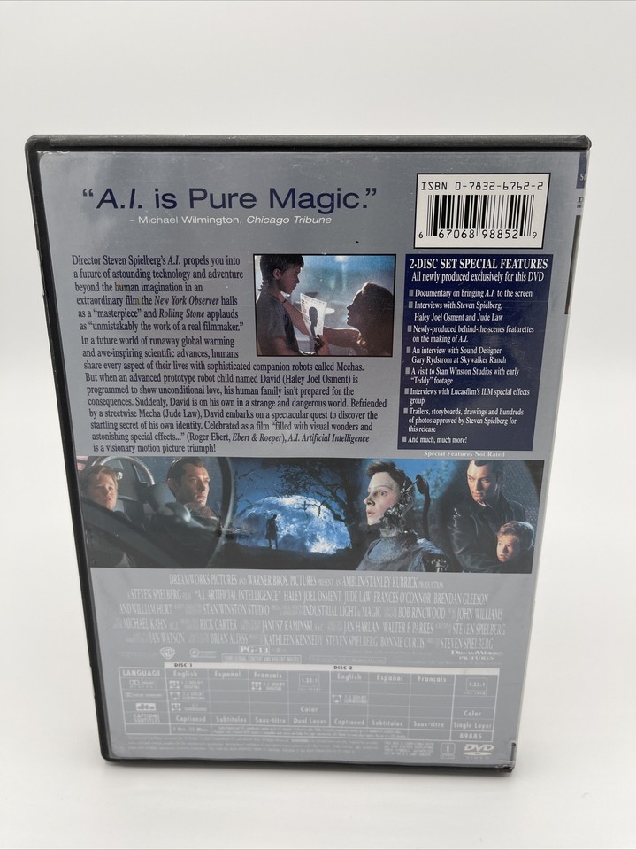 A.I. Artificial Intelligence (DVD, 2002, 2-Disc Set, Special Edition) A ...