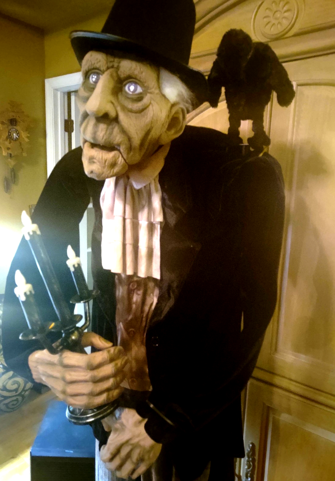 HALLOWEEN ANIMATRONIC 68" BENARD BUTLER TALKING RAVEN PROP DECORATION ...