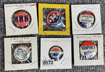 LBJ Johnson Humphrey Presidential Political Campaign Pinback Button Lot ...