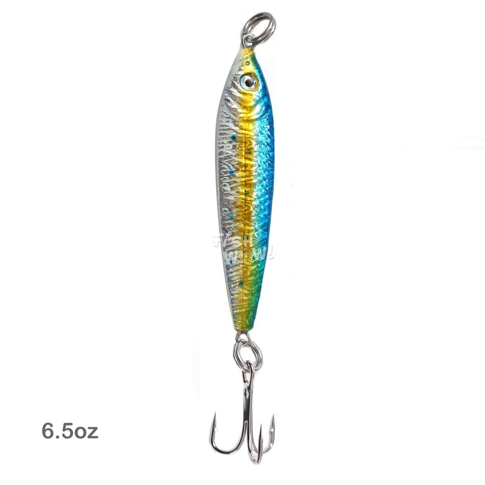 5pcs Fish WOW!® 6.5oz Mega Metal Bait luna live Jig Trolling lure Blue ...