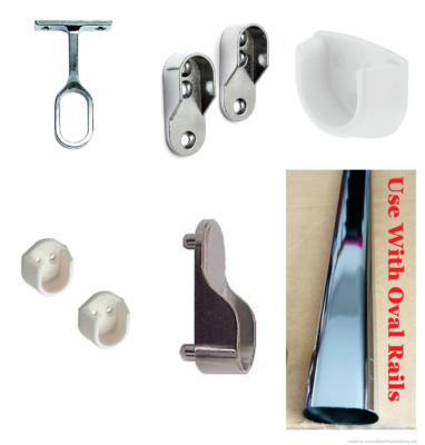 Rail End Center Supports Brackets Oval Wardrobe Rails Poles Rod Sockets ...