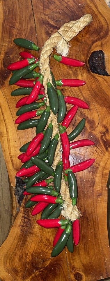 CERAMIC JALAPENO CHILI PEPPER JUTE ROPE, MEXICO , HANGING DECOR , RED ...