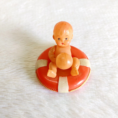 Vintage Celluloid Baby Swimming on Ring Playing Plastic Rattle Toy ...