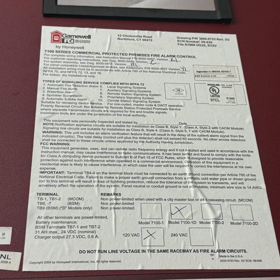 Gamewell FCI 7100 MAIN PCB Fire Alarm Control Panel | eBay