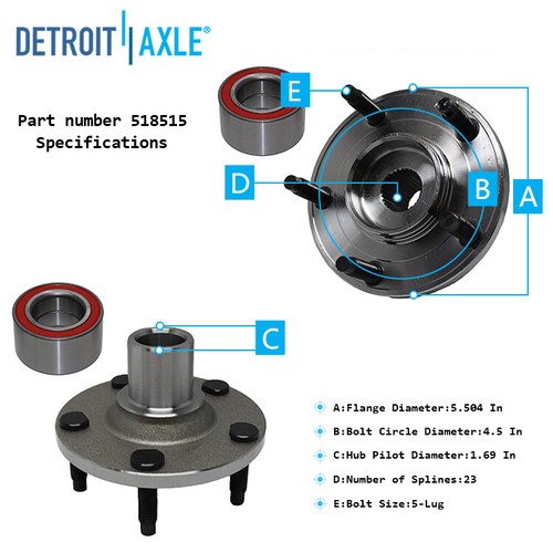 Front Wheel Bearing and Hubs for 2001-2010 2011 2012 Ford Escape ...
