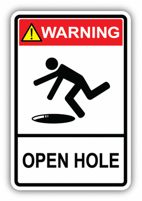 Open Hole Warning Sign Car Bumper Sticker Decal 4" x 5" | eBay