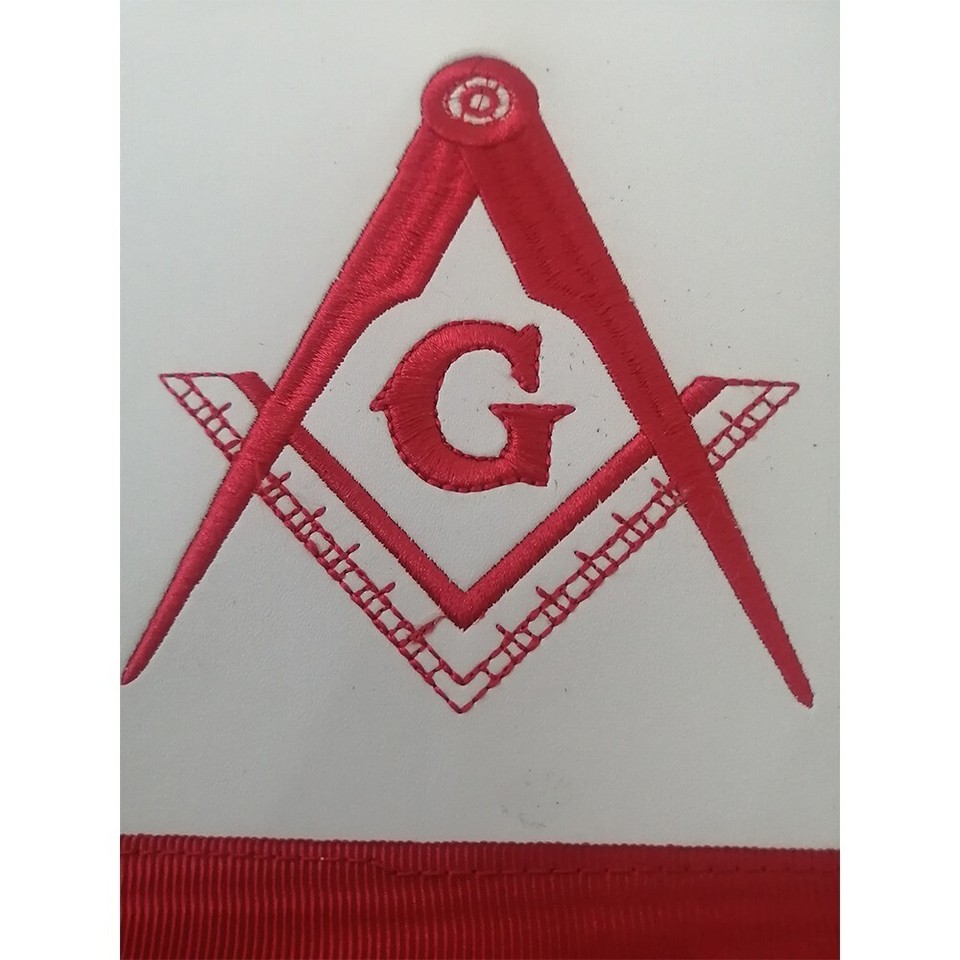 Masonic Regalia Master Mason Red Apron Embroidered Square and compass ...