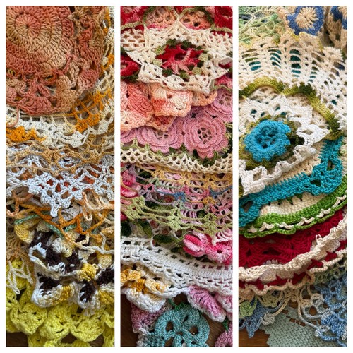 Vintage Colored Doilies 40pc Lot Pink Yellow Blue Green Rose Doily ...