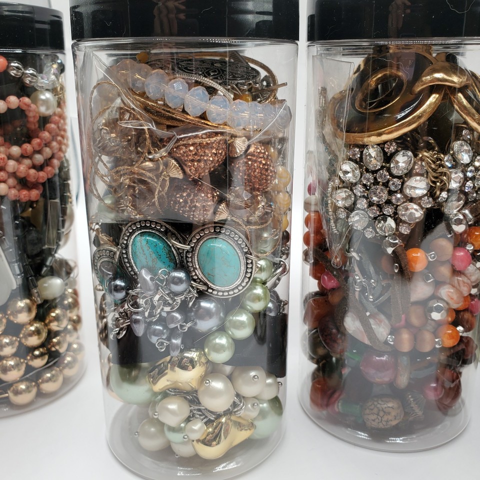 1+ Pound (16oz) Mystery Jewelry Jar- All WEARABLE- No Junk Vintage to ...