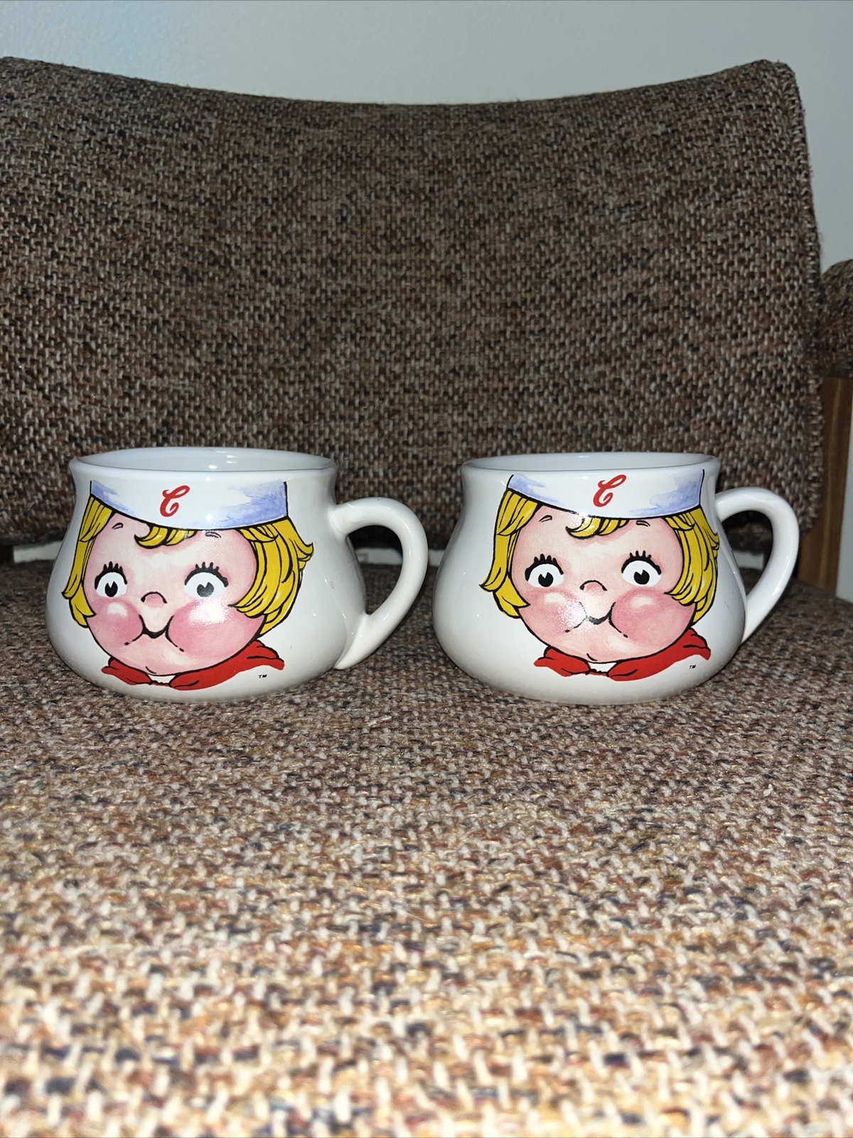 2 Vtg CAMPBELL’S SOUP Kids Mugs 1998 Cup Bowl Houston Harvest Cherub ...