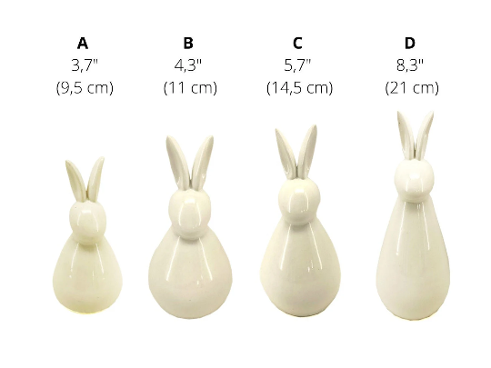 WHITE Ceramic Bunny Figurine Set 4 Rabbits Modern Home Decor for XMAS ...
