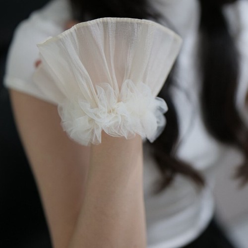 1Pair Knot Mesh Lace Sleeves Nail Art Fake Pleated Cuff Manicure Props ...
