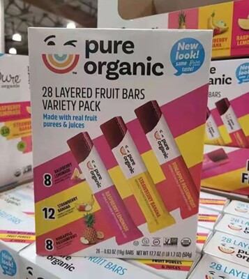 Pure Organic Layered Fruit Bars Variety 28 Individual Packs, 0.63 oz ...