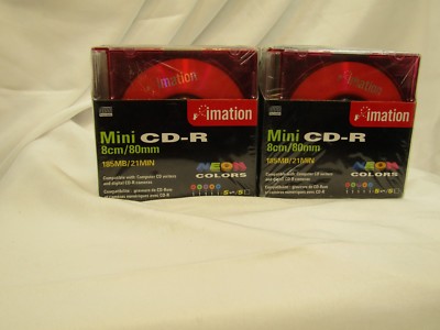 2x 5-pack Imation Mini CD-R 185MB 8cm Mini Compact Disc Recordable ...